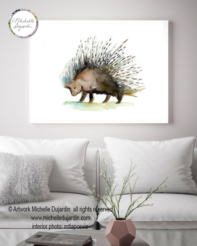 Porcupine Art Porcupine Watercolor Painting Giclee Print | Etsy