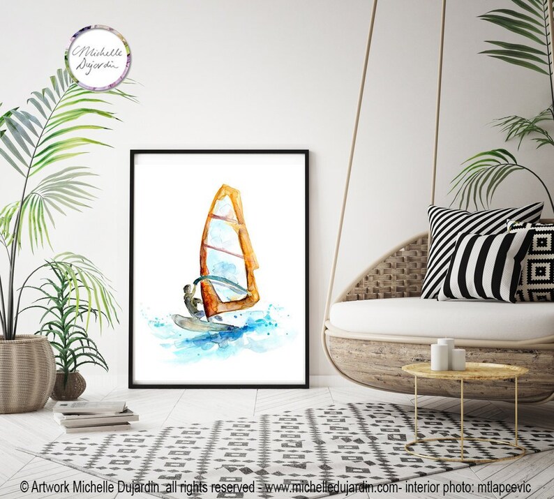 Windsurf Art Windsurf Watercolor Painting Giclee Print - Etsy