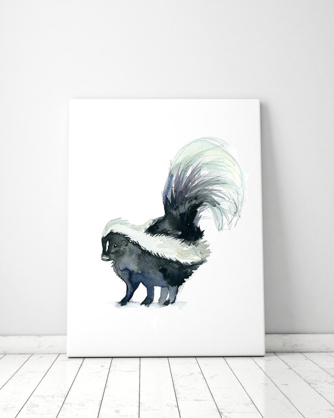 Skunk Watercolor Striped Skunk Painting Skunk Art Print Animal Painting ...