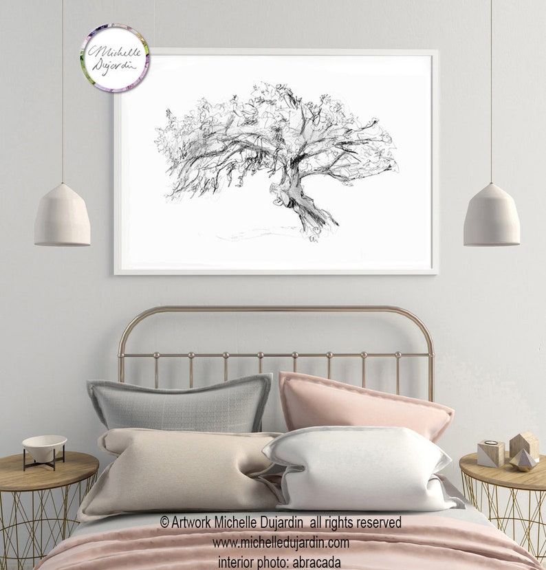 Kurkeik tekening eikenboom schets giclee print bomen kunst | Etsy