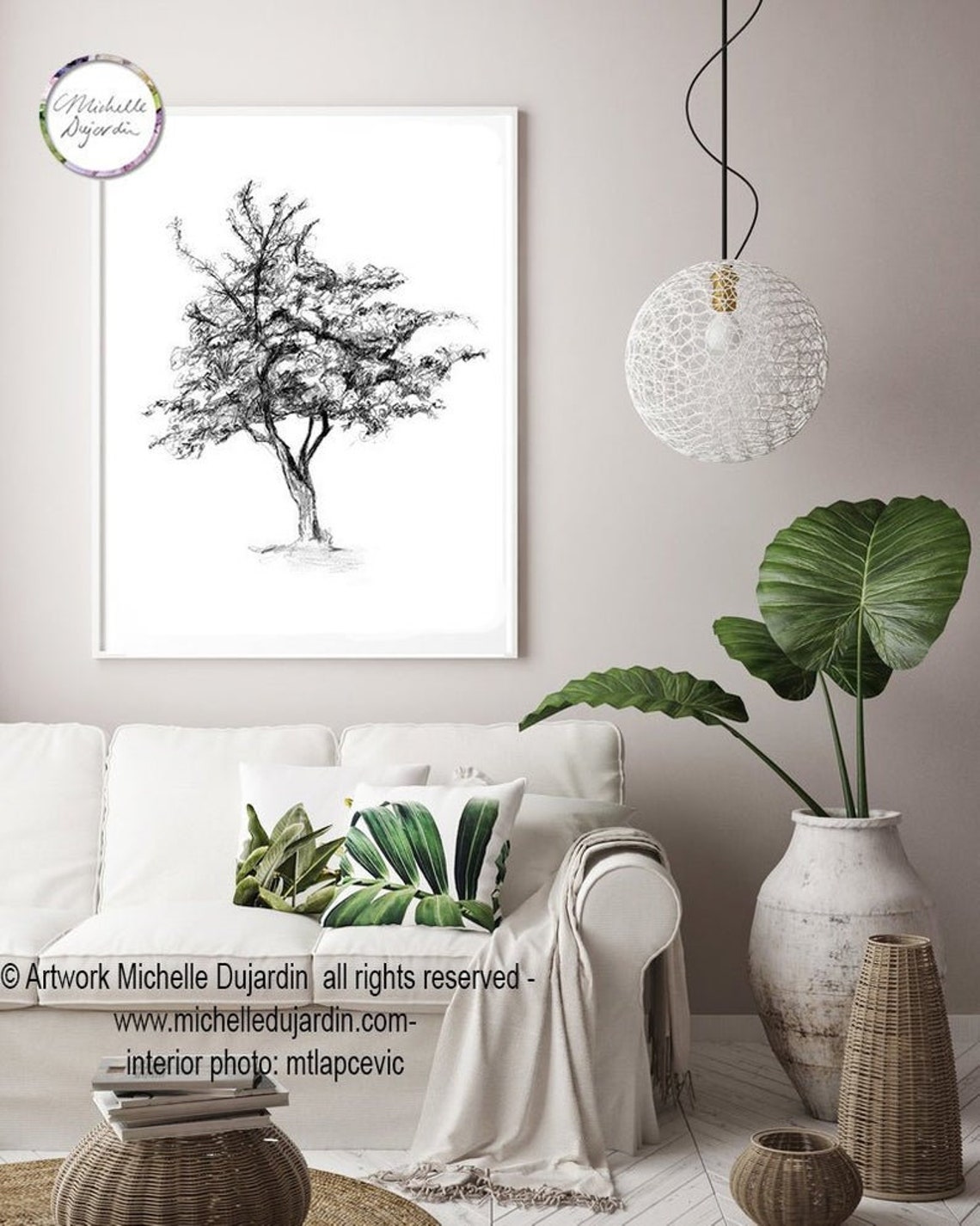 Boom tekening in grijs zwart wit boom schets door Michelle | Etsy Nederland