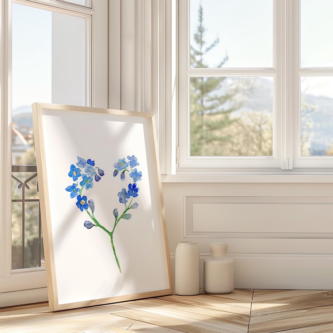 Forget Me Not Art Print Forget-me-nots Flower Watercolor Painting Blue ...