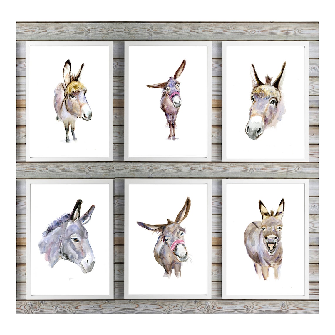 Ezel kunst 6 prints voor ezel fans ezeltjes aquarel | Etsy