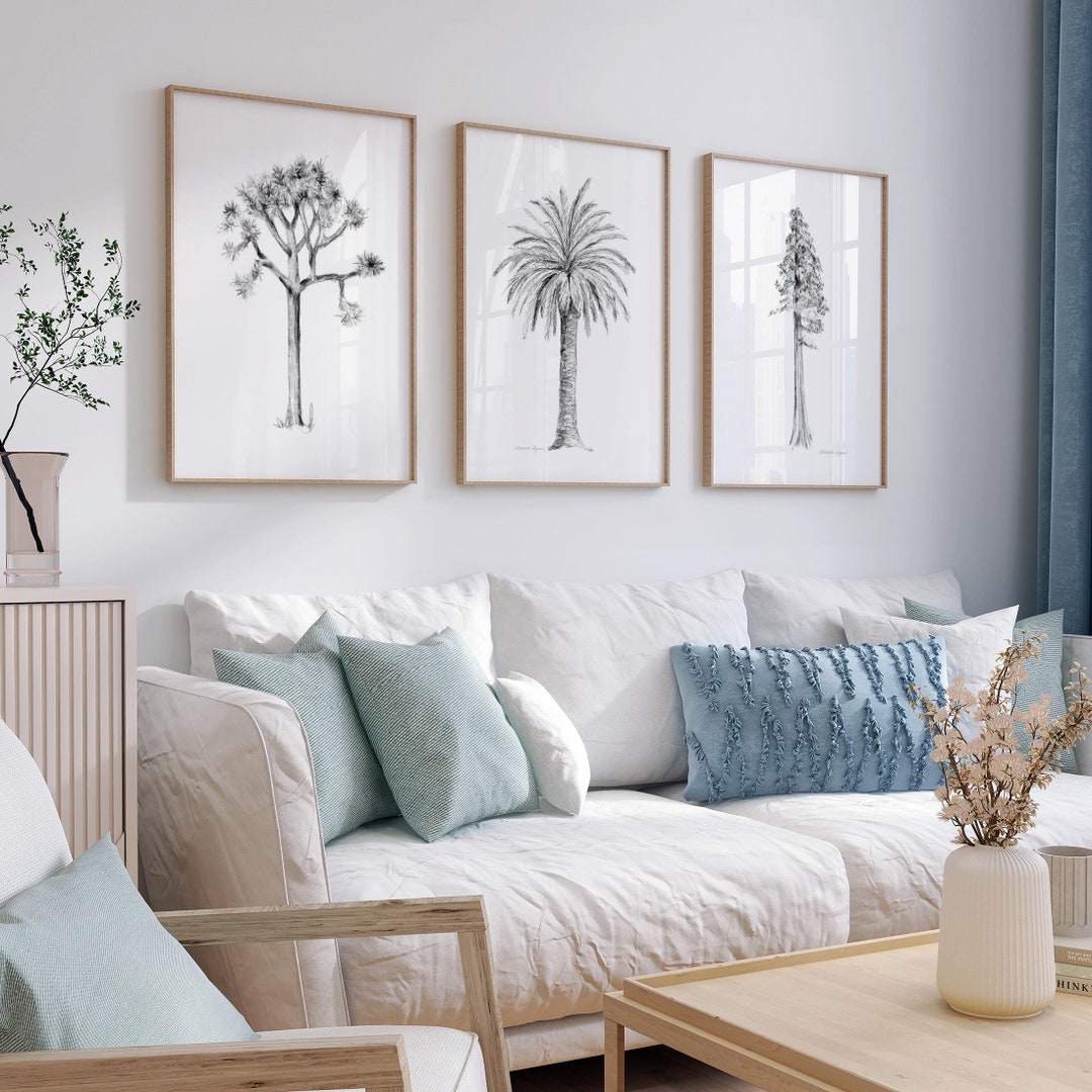 California Tree Art Print Set of 3 USA Tree Drawing Palm Tree ...