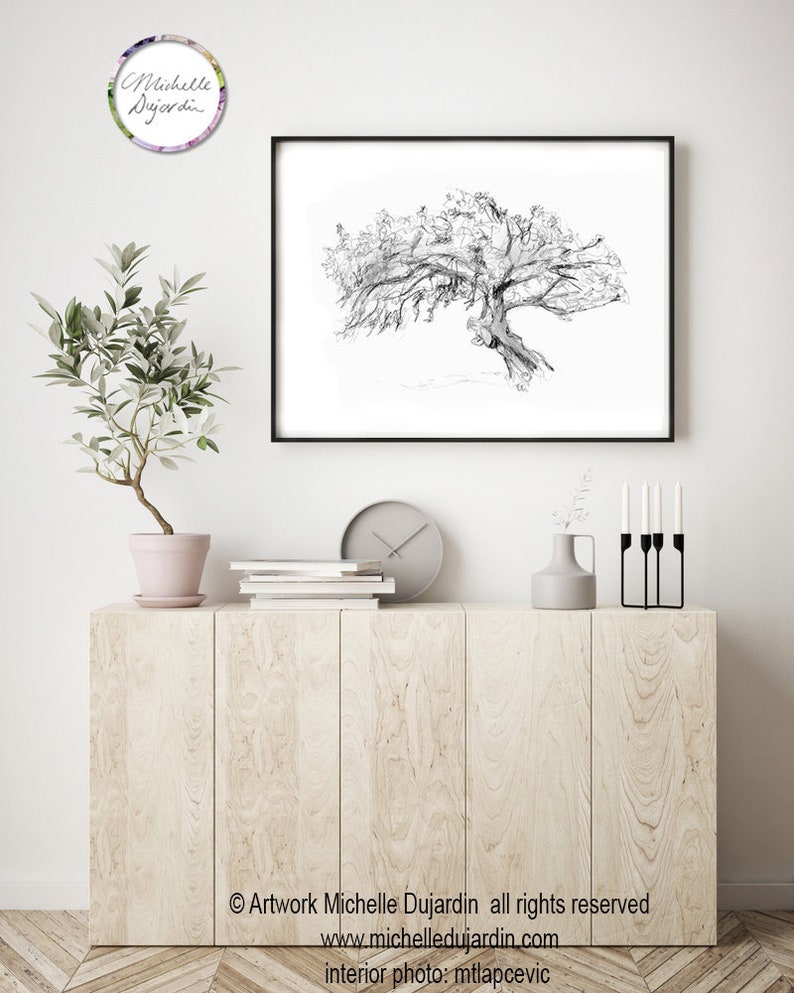 Kurkeik tekening eikenboom schets giclee print bomen kunst - Etsy Nederland