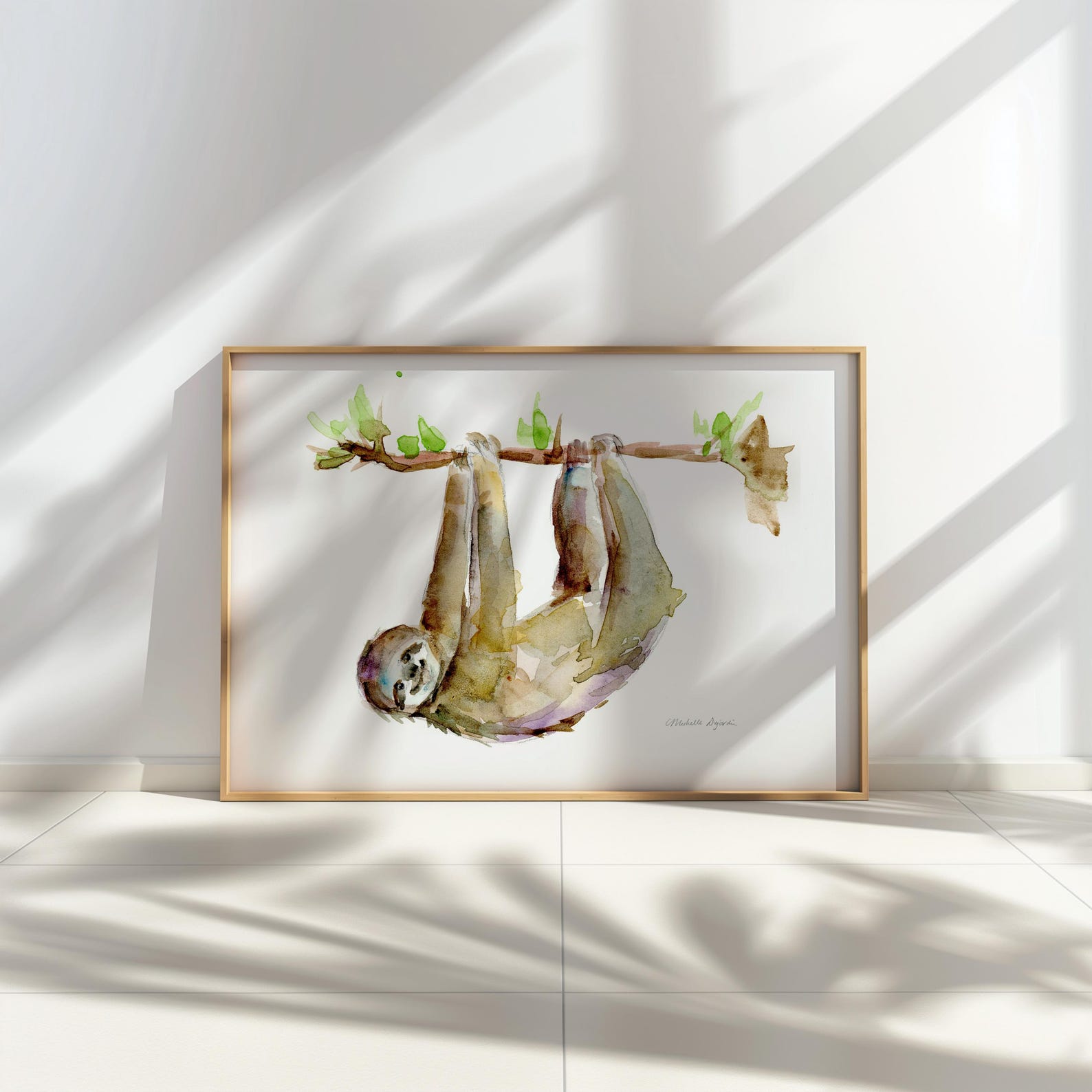 Sloth Watercolor Painting Art Print, Jungle Nursery Wall Art - Etsy