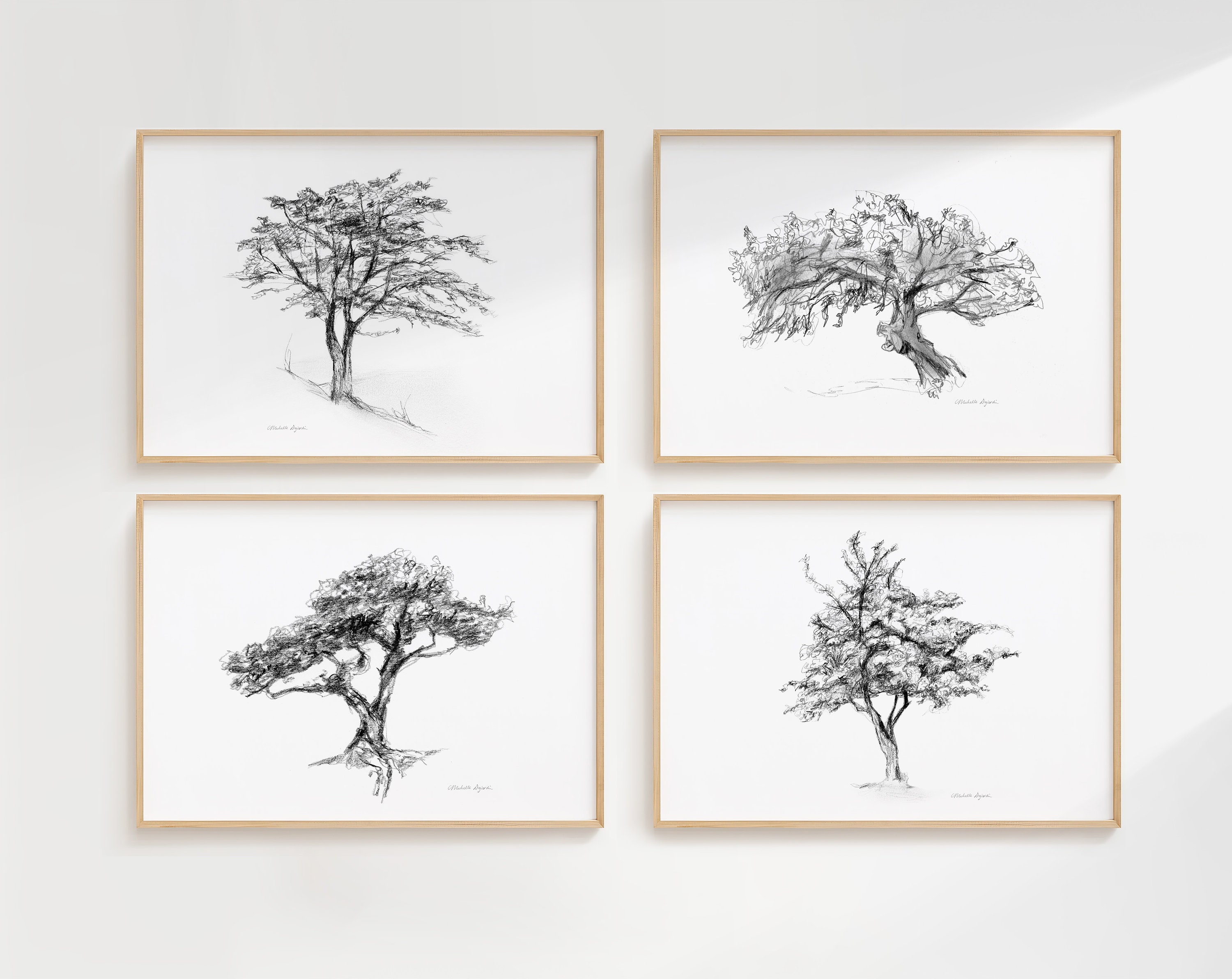 Tree Drawing Print Set, Giclee Tree Wall Art, Zen Illustration - Etsy