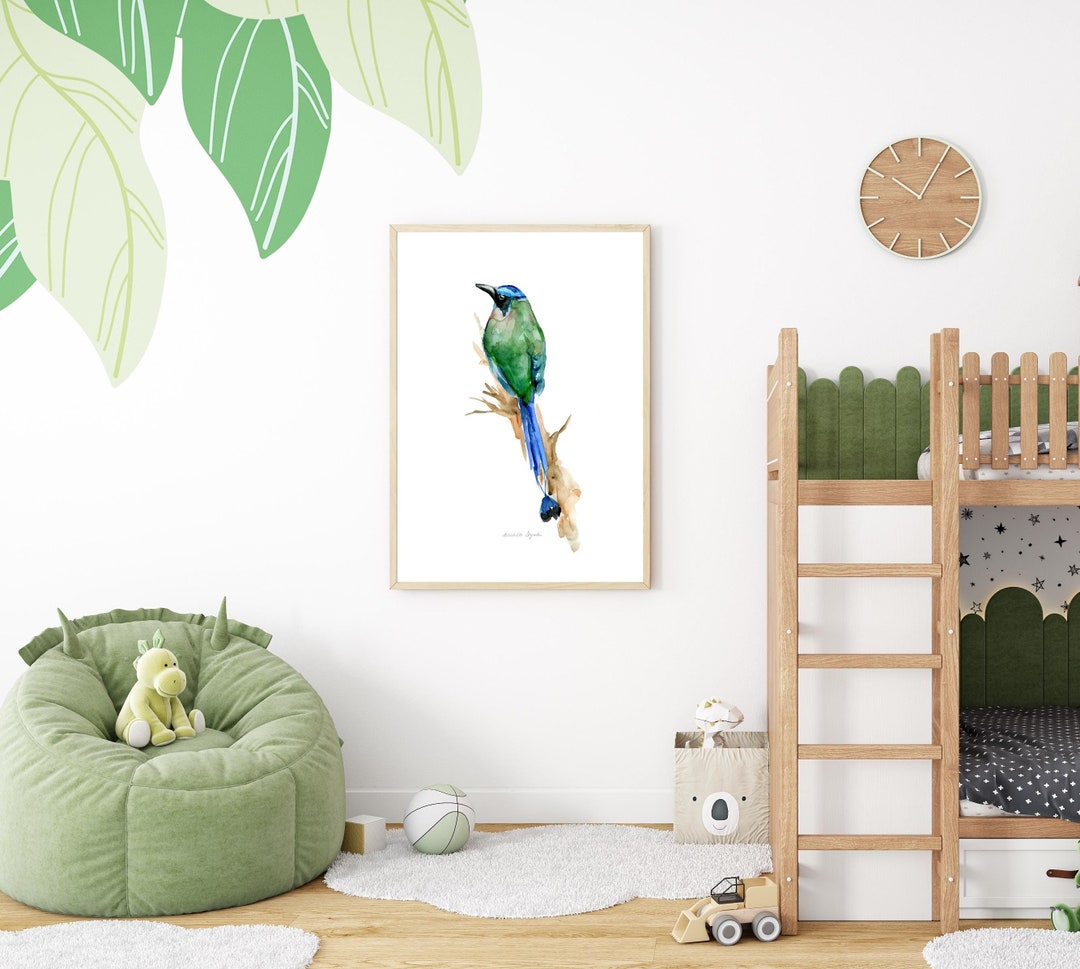 Motmot Bird Art Print Mot Mot Watercolor Painting Jungle Decoration ...