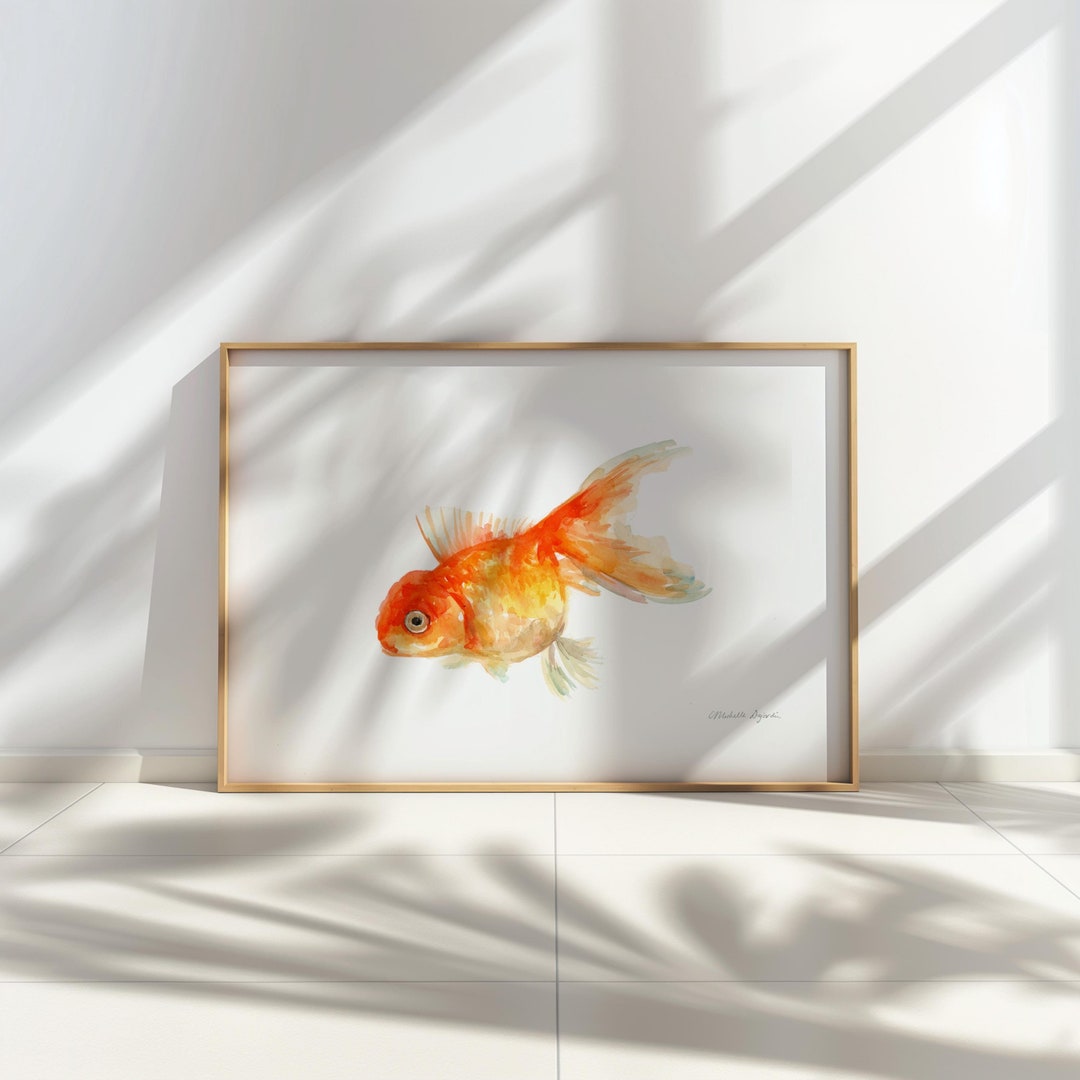 Veiltail Goldfish Art Print Goldfish Watercolor Painting Goldfish ...