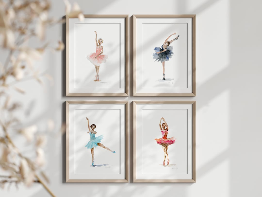 Ballet Art Prints Ballet Dancer Paintings Set of 4 Prints Girlsroom ...