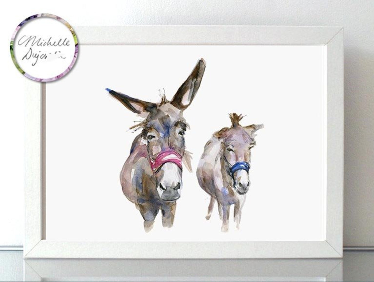 Donkey Art 2 Donkeys Watercolor Painting Art Print Animal | Etsy