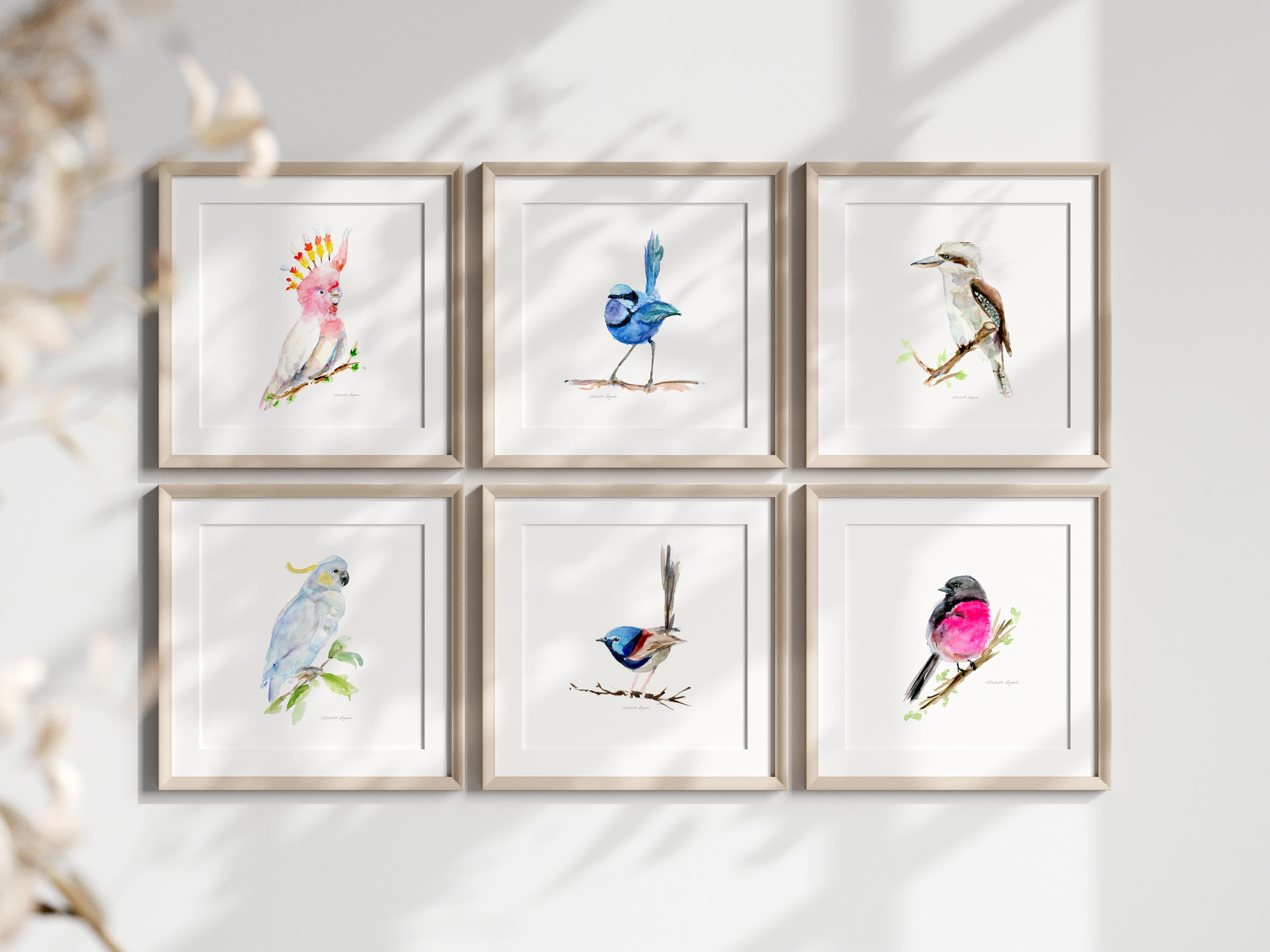 Bird Art Prints Set of 6 Australian Bird Watercolor Paintings ...
