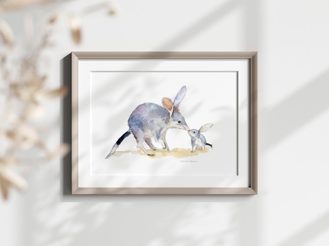 Bilby Art Print: Australian Marsupial, Mother and Baby - Etsy