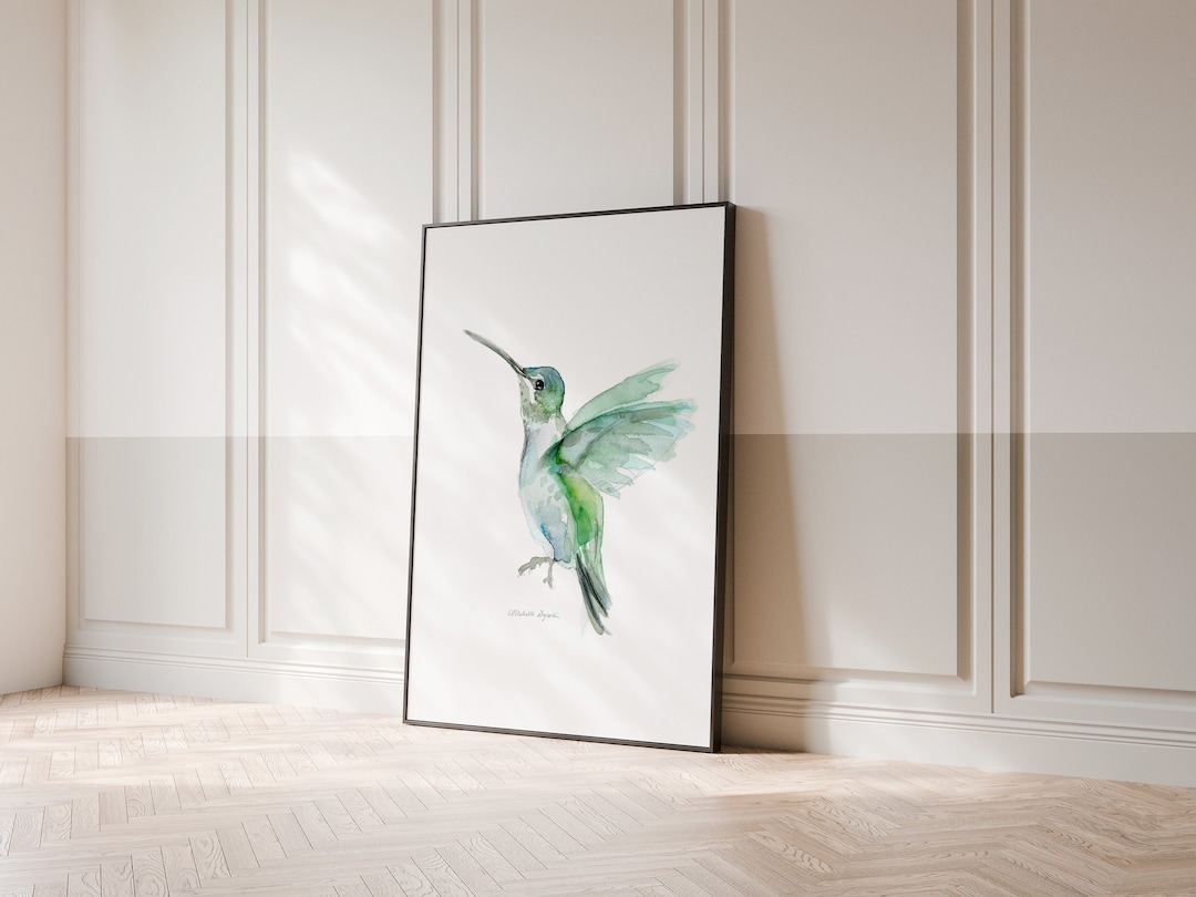 Green Hummingbird Art Print Hummingbird Watercolor Painting Anna's ...