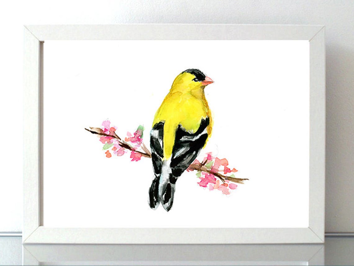 American Goldfinch Art Print Goldfinch Watercolor Painting | Etsy
