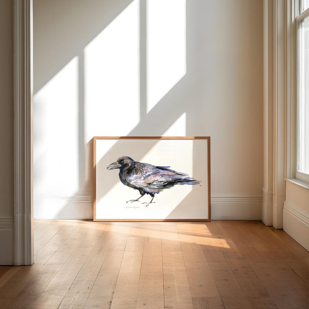 Raven Art Print Black Crow Watercolor Painting Fine Art Print Black ...