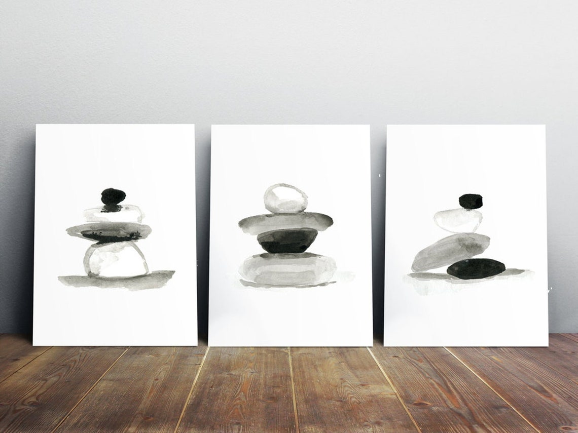 Zen pebbles art Zen paintings stapled stones Zen stones | Etsy