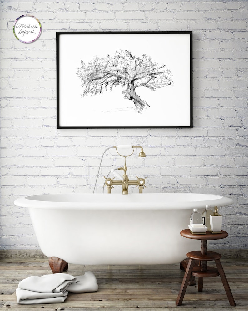 Kurkeik tekening eikenboom schets giclee print bomen kunst - Etsy Nederland