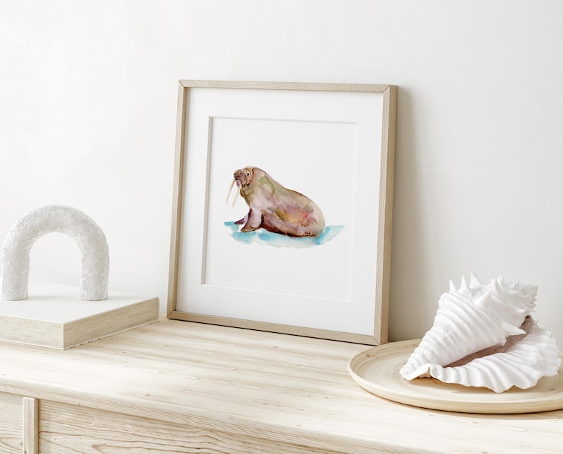Walrus Watercolor Painting Art Print, Arctic Nursery Decor - Etsy