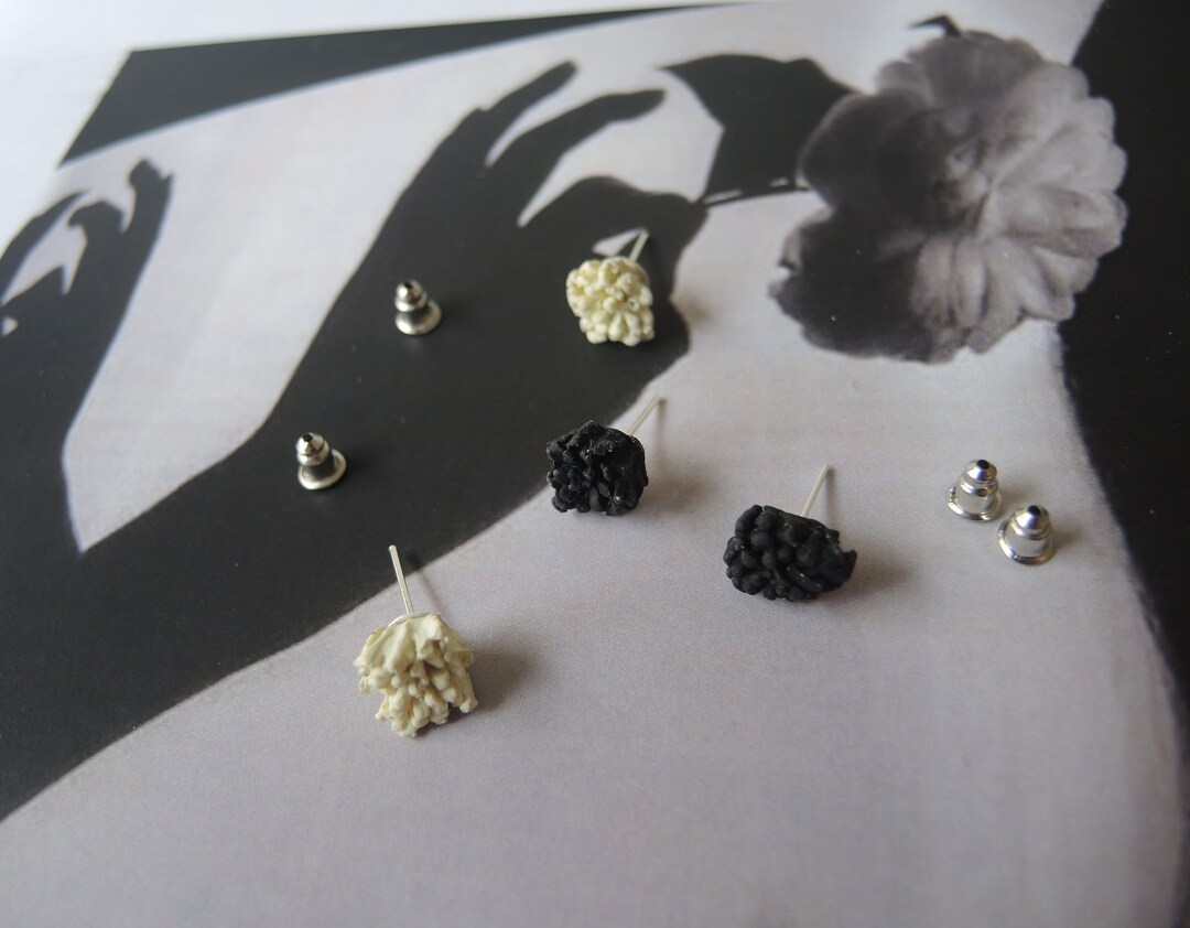 Wednesday Addams Earrings, Black and White Stud, Earrings Set of 2 ...