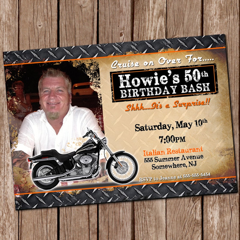 Harley Davidson Party Invitation 5x7 - Digital File - PRINT IT YOURSELF ...