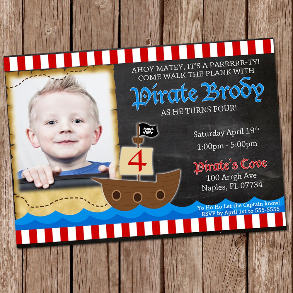Pirate Party Invitation Design - Digital File - PRINT IT YOURSELF - Etsy