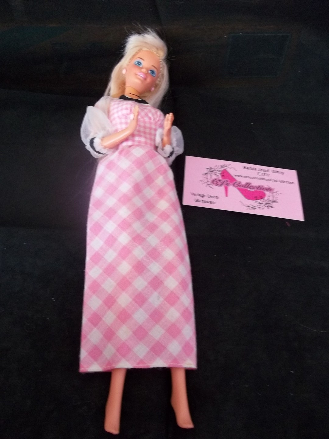 Avon Barbie Wearing Kwik Curl Gown Pink White Gingham Snaps #4220 ...