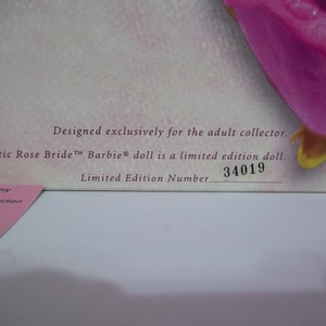 Romantic Rose Bride Barbie Doll by Mattel 1995 New in Box Limited ...