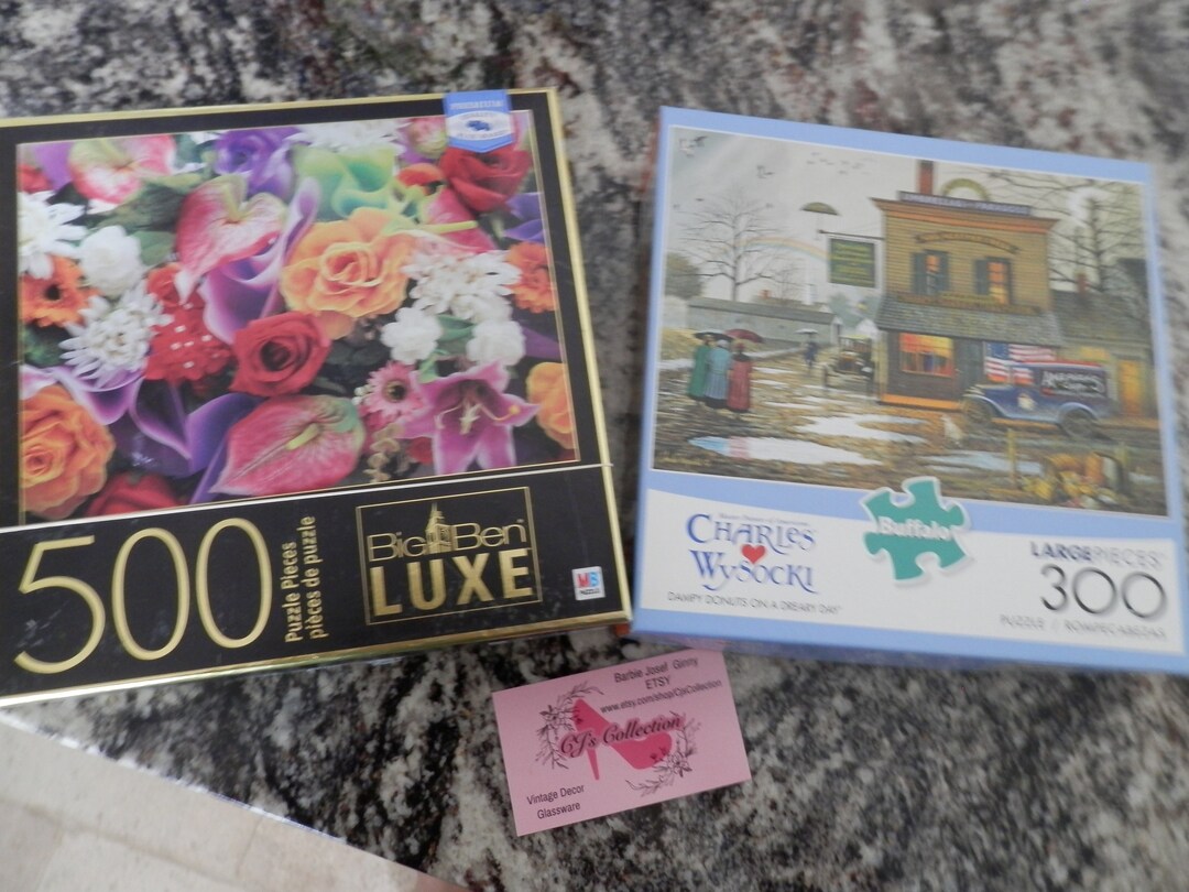 2 Puzzles Charles Wysocki Dampy Donuts on a Dreary Day 300 Pc Bunch of ...