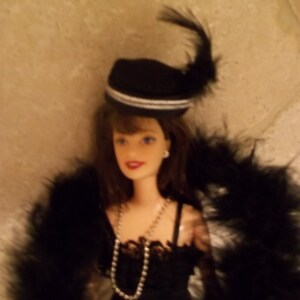 Barbie Roaring 20's Great Gatsby OOAK Flapper Dress Heels Feather Hat ...