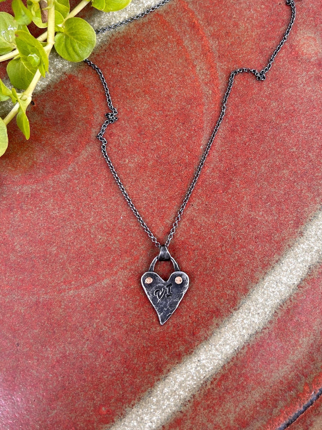 Forged Iron VI Heart 6th Anniversary Necklace - Etsy