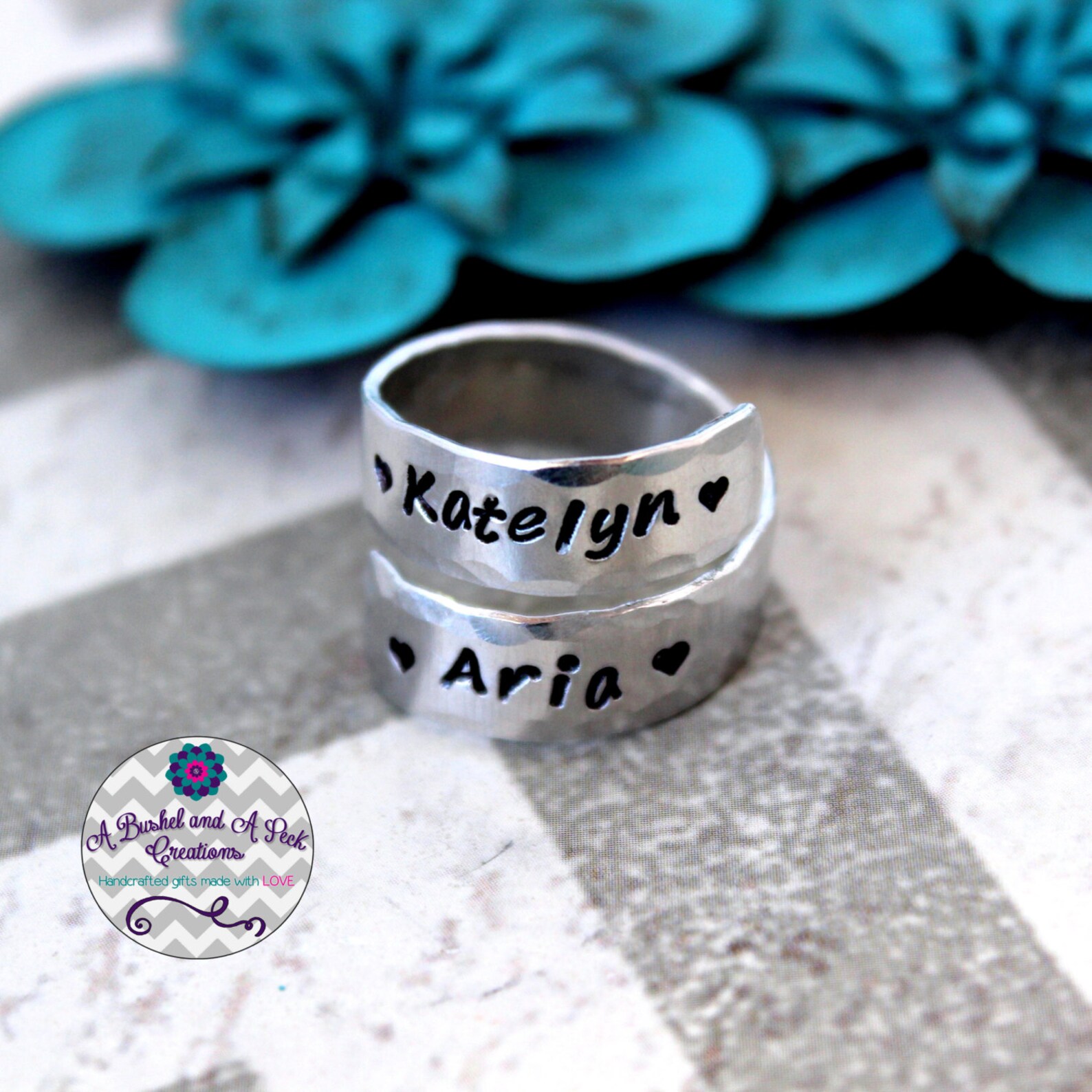 Custom Hand Stamped Personalized Wrap Ring Adjustable - Etsy