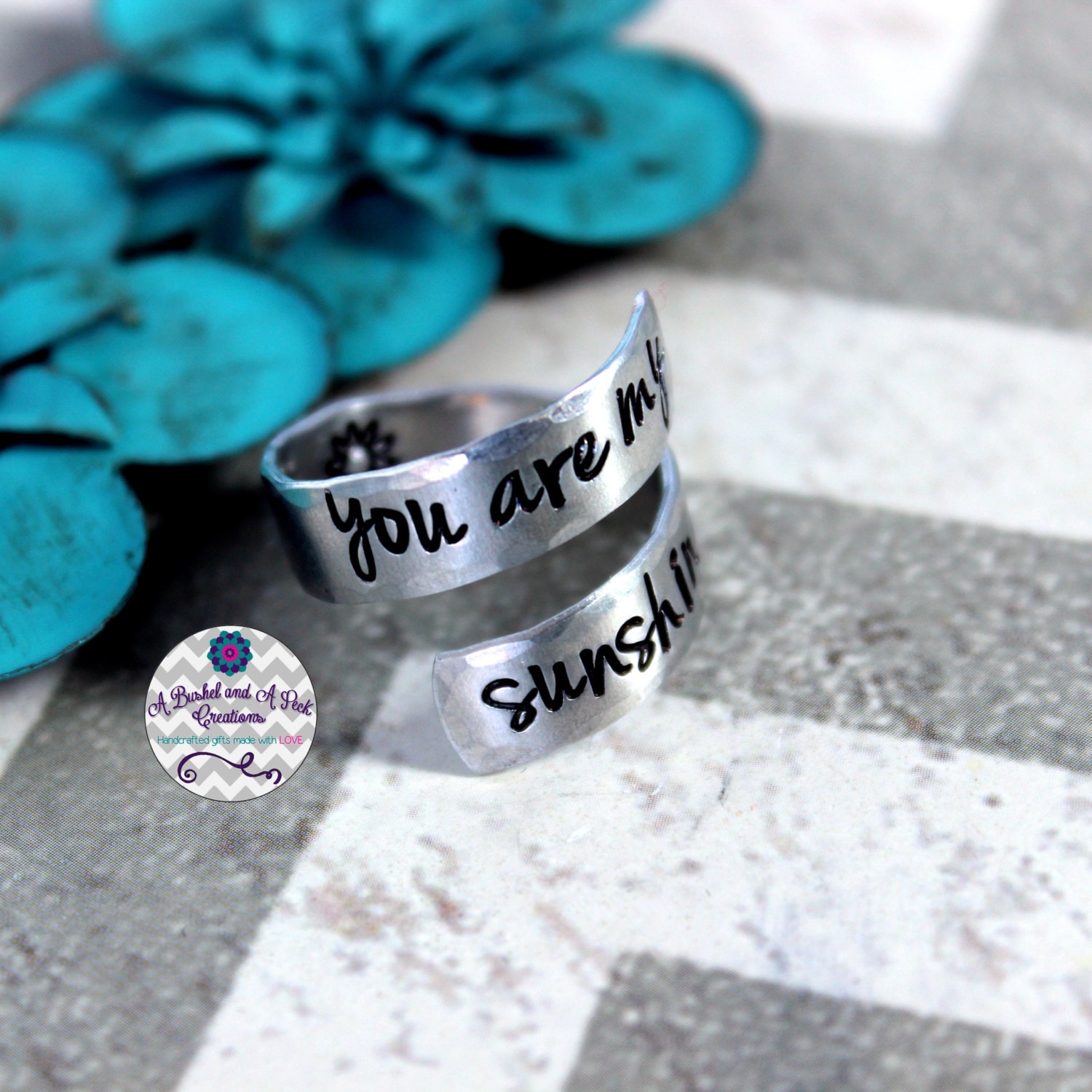 Custom Hand Stamped Personalized Wrap Ring Adjustable - Etsy