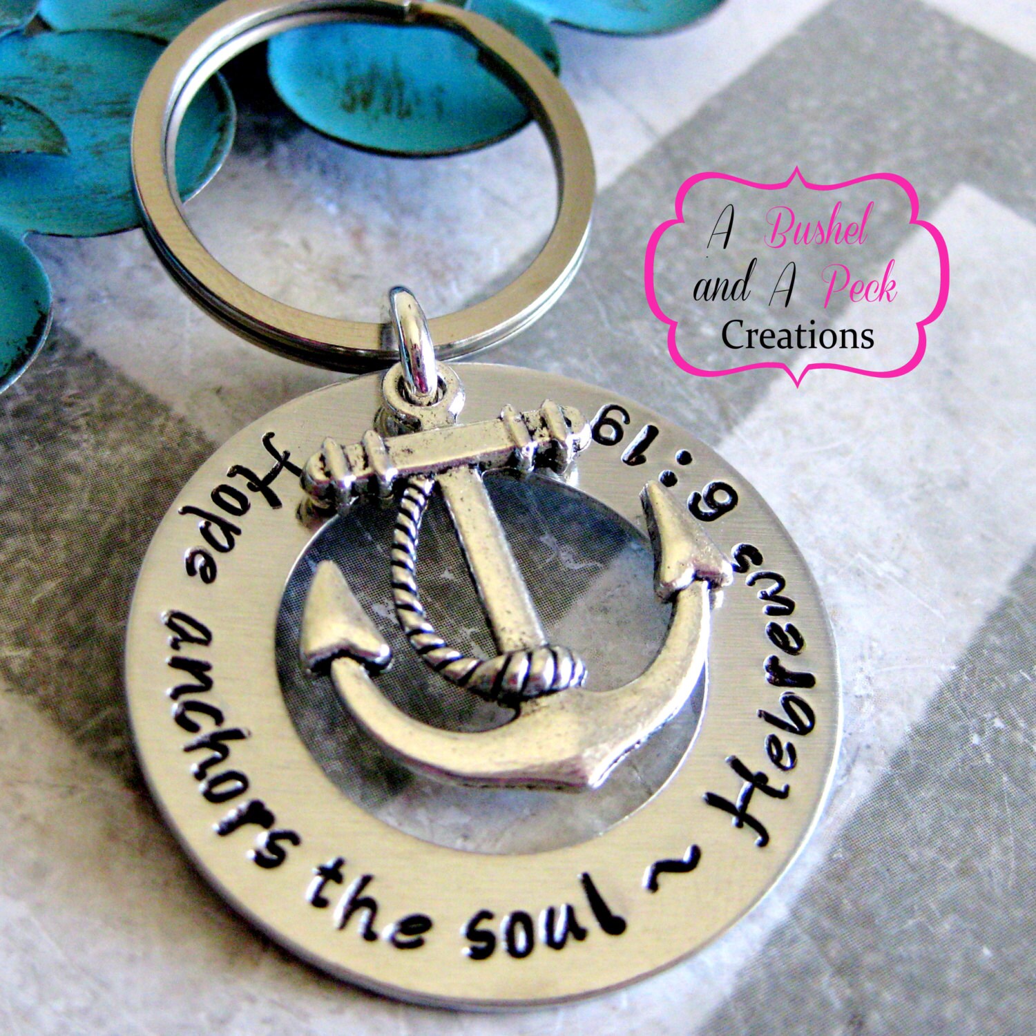 Hope Anchors the Soul - Hebrews 6:19 Hand Stamped Key Chain - Etsy