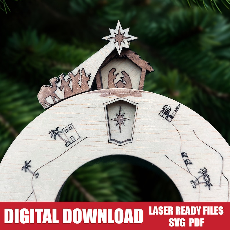 Nativity Advent Calendar SVG, Christmas Countdown Ornament, Laser Cut ...