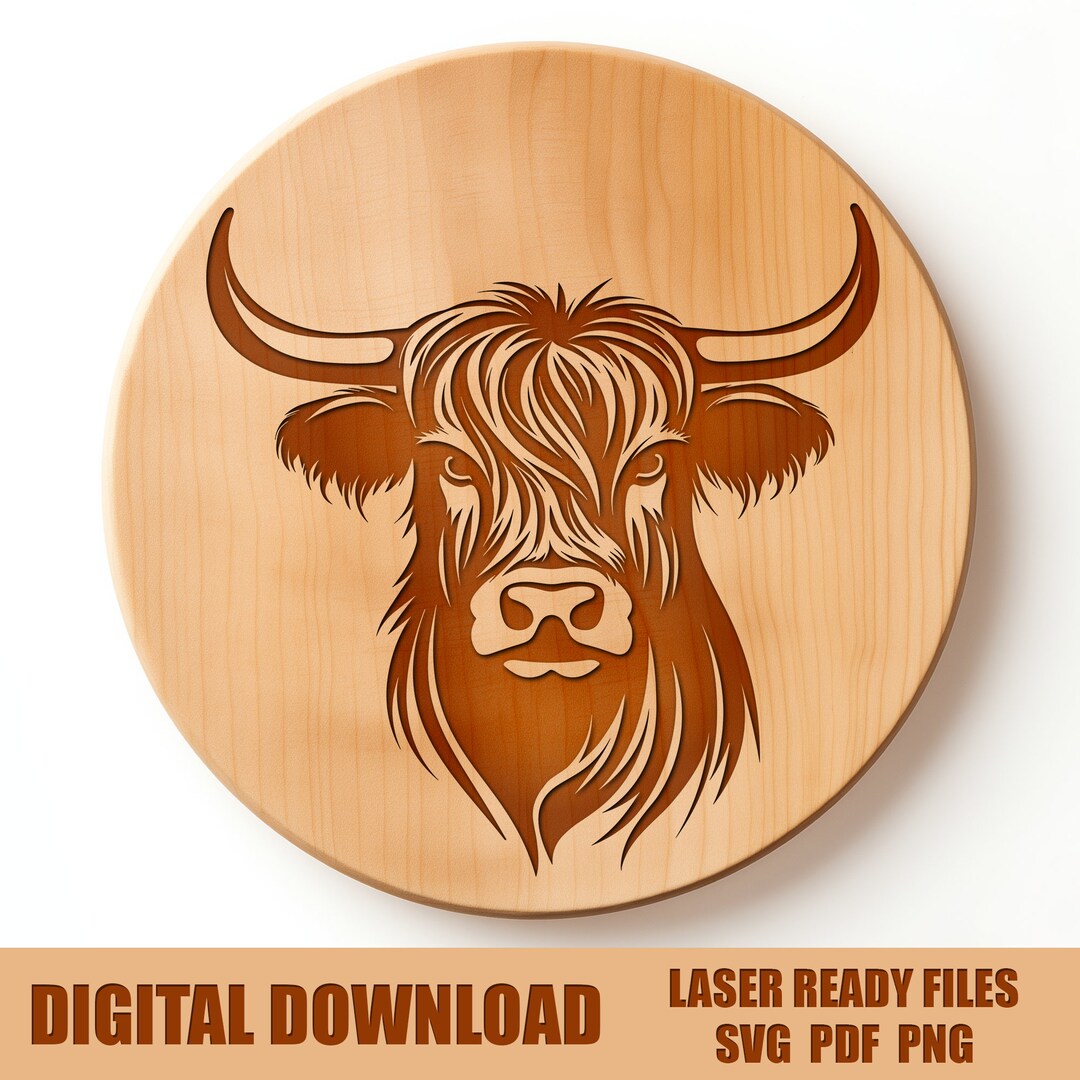 Highland Cow SVG Laser File, Cute Cow Laser Engrave File, Highland Cow ...