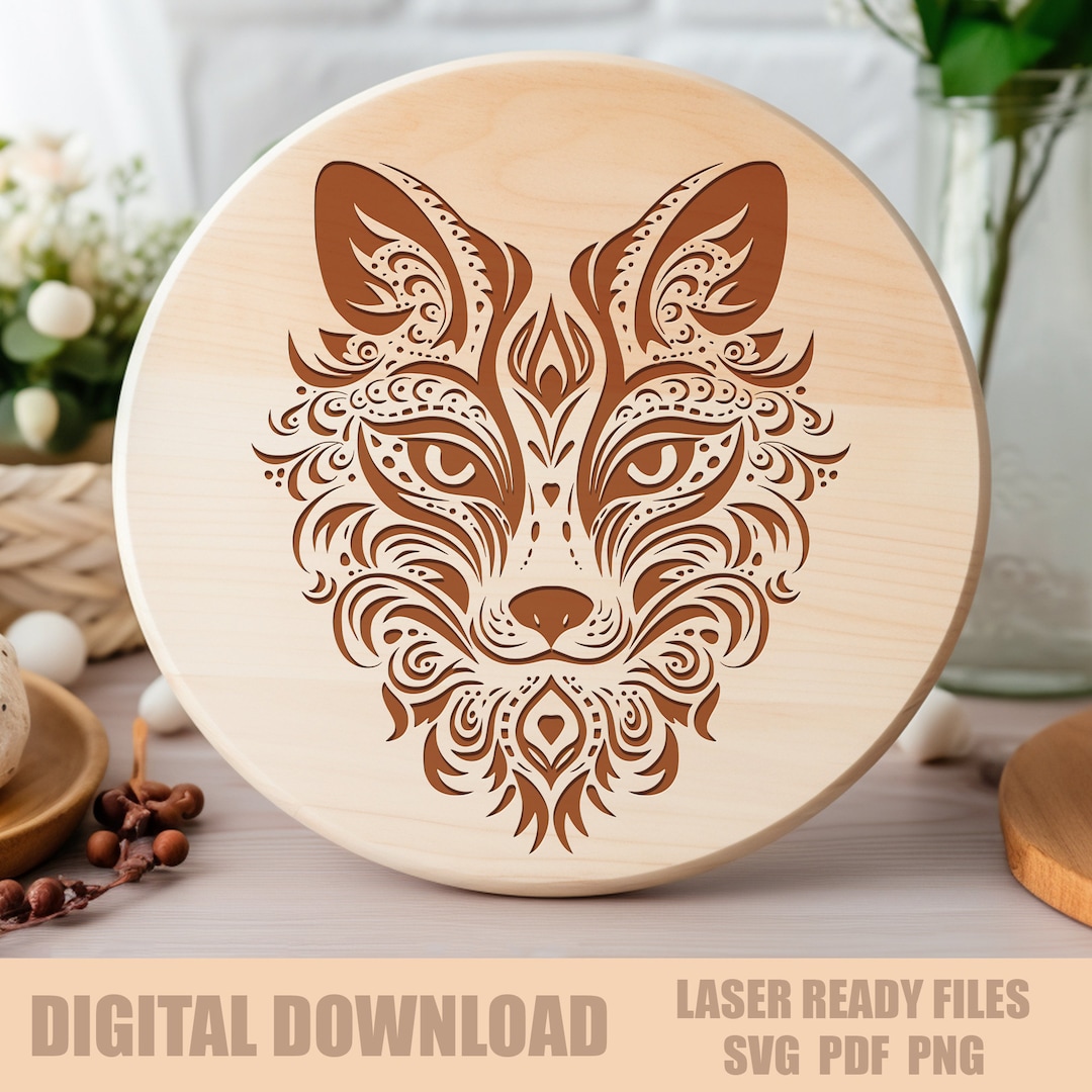 Floral Fox Mandala SVG Laser Engrave File - Etsy