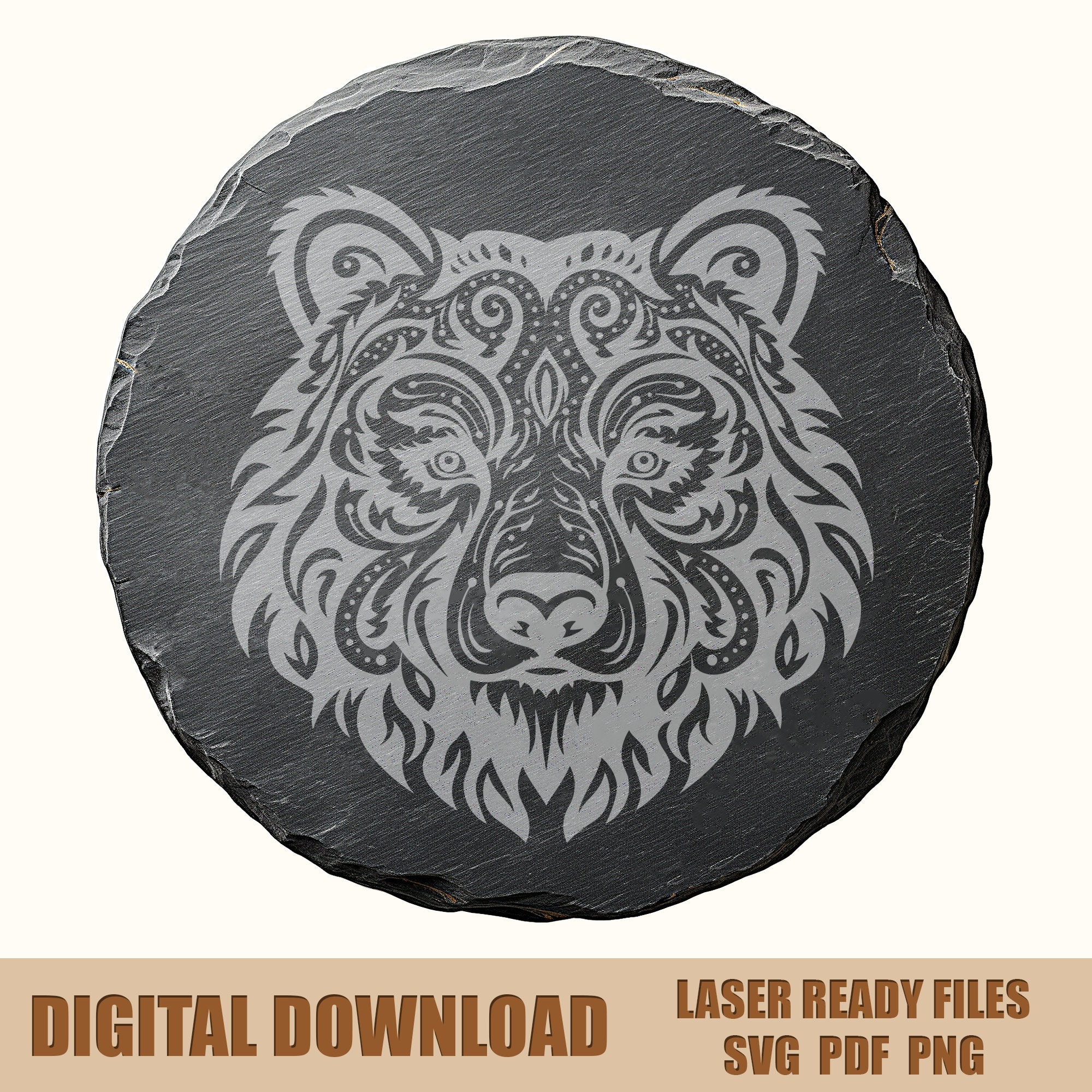 Tribal Bear Head SVG, Mandala Laser Engrave File (digital Download) - Etsy