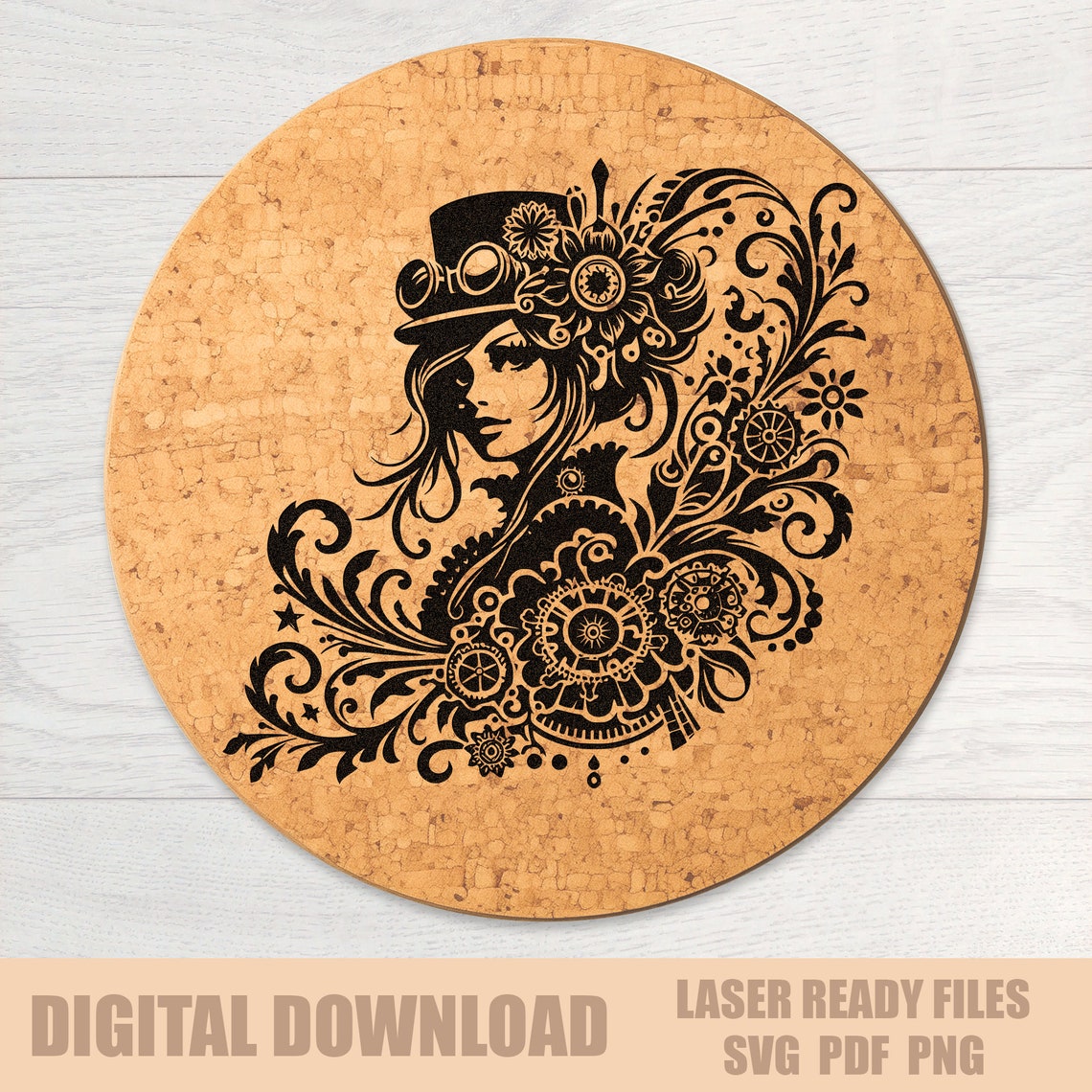 Steampunk Girl SVG, Laser Engraving Clipart (digital Download) - Etsy