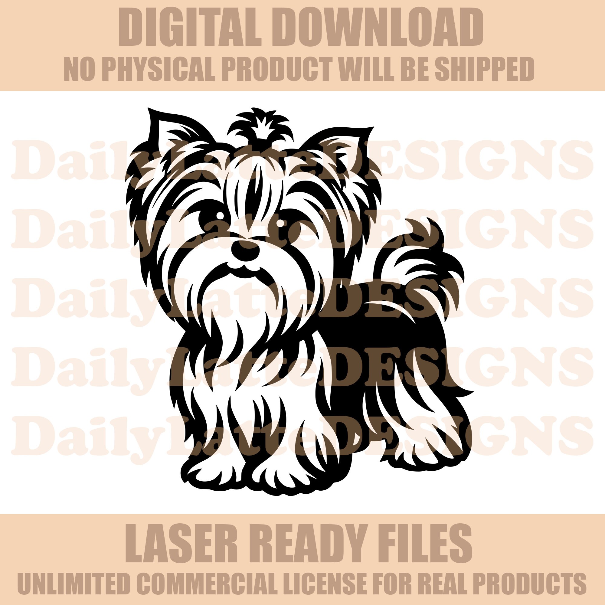Cute Yorkshire Puppy SVG Laser Engrave File. Cute Yorkie Dog SVG ...