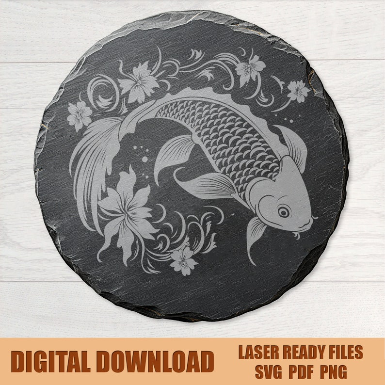 Floral Koi Fish Laser Engrave SVG, Japanese Style (digital Download) - Etsy