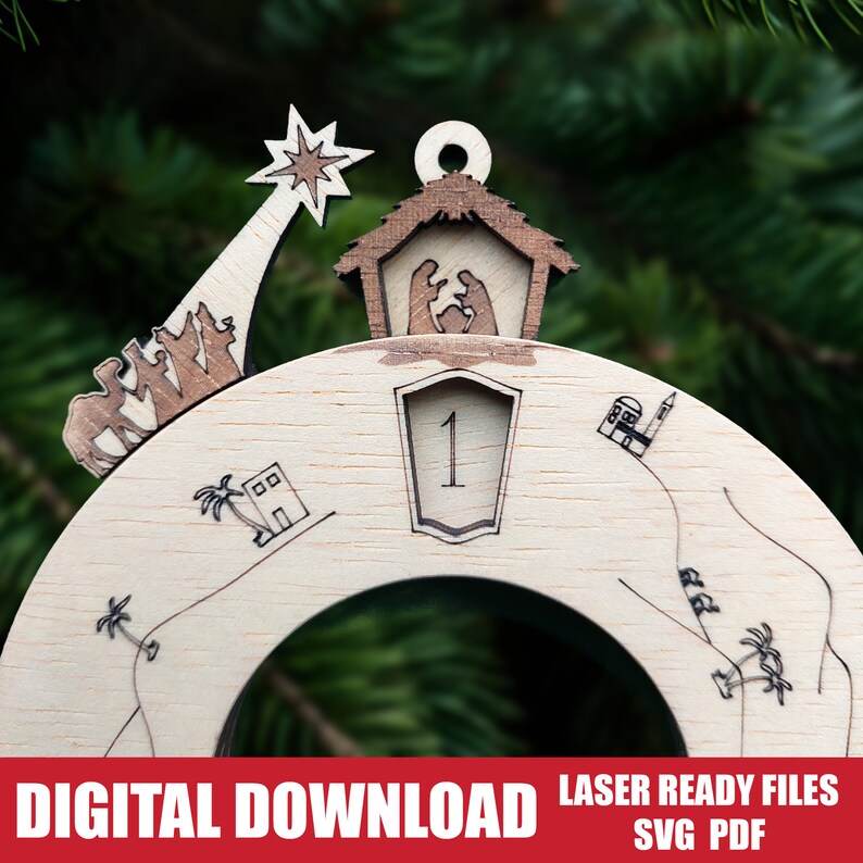 Nativity Advent Calendar SVG, Christmas Countdown Ornament, Laser Cut ...