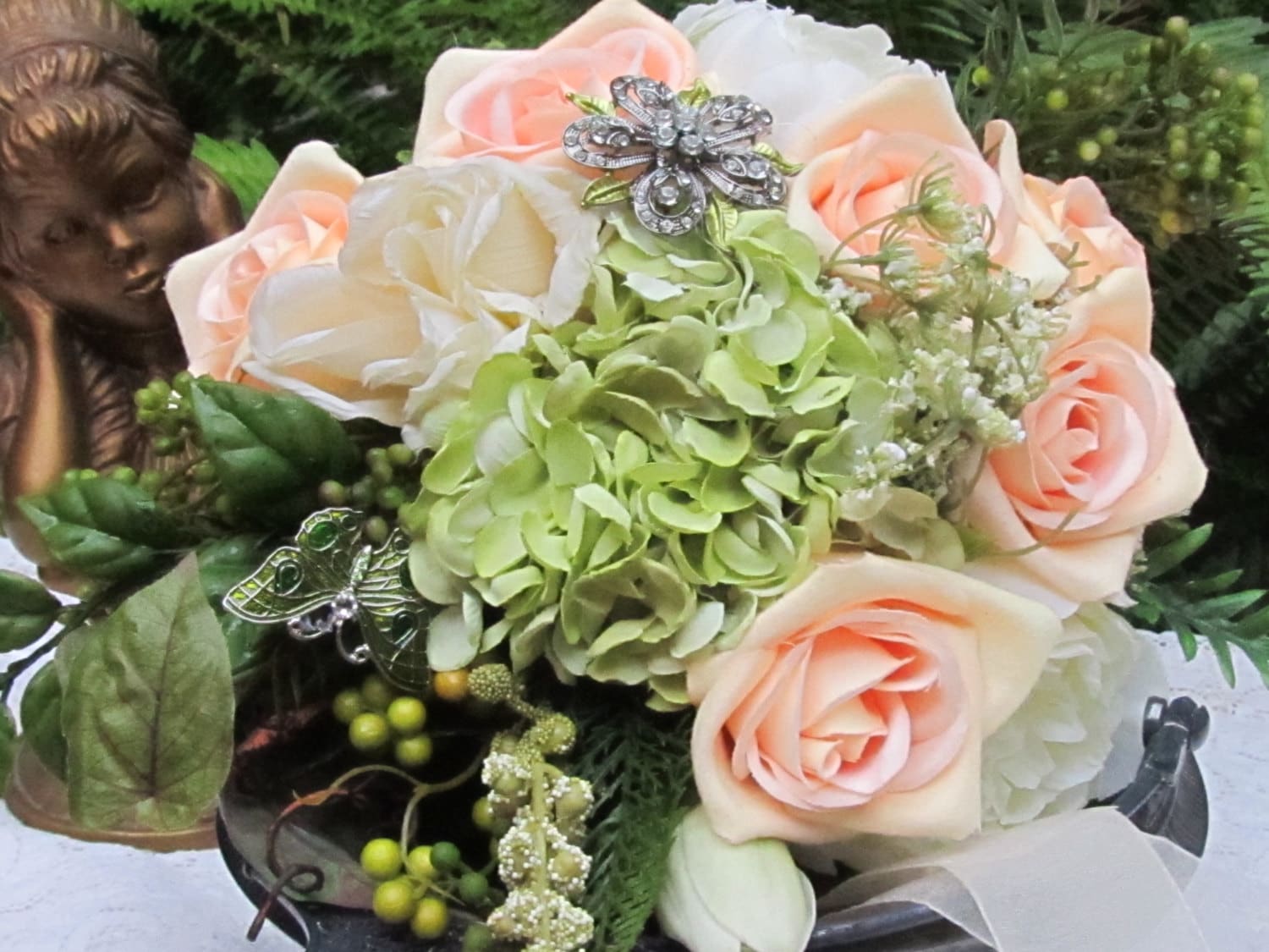 Romantic Silk Victorian Bridal Bouquet Including throwaway | Etsy