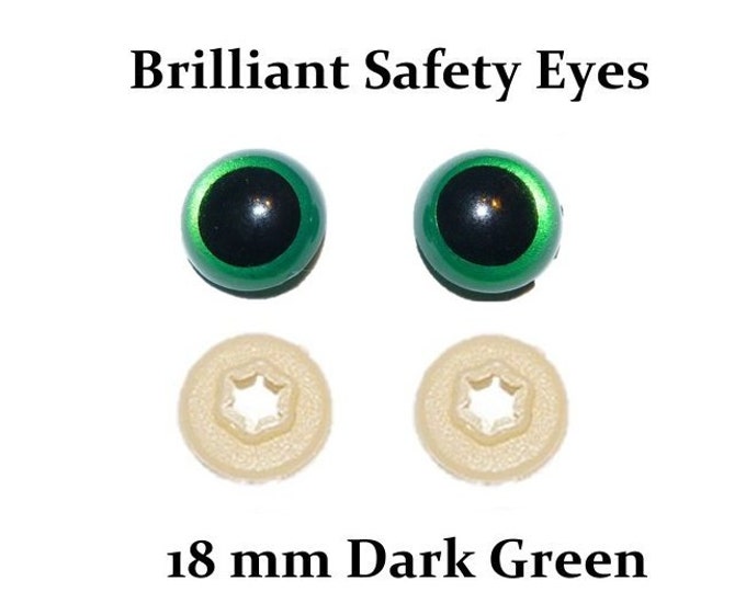 18mm Safety Eyes Dark Green Brilliant With Round Pupil one Pair - Etsy