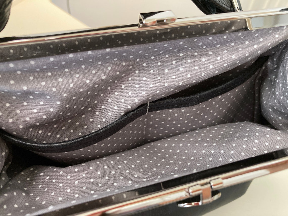 Leather Bag Black With Metal Clip Closure - Etsy