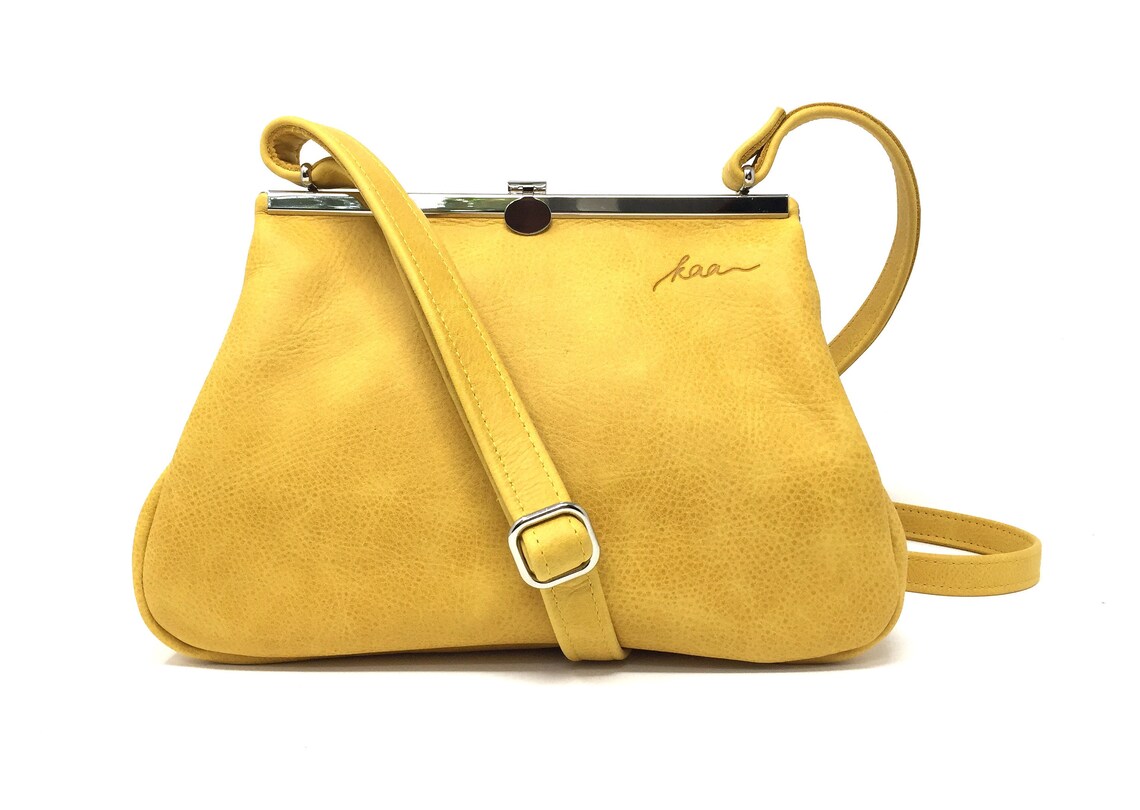 Leather Bag Yellow Leather Purse Woman Leather Bag With | Etsy