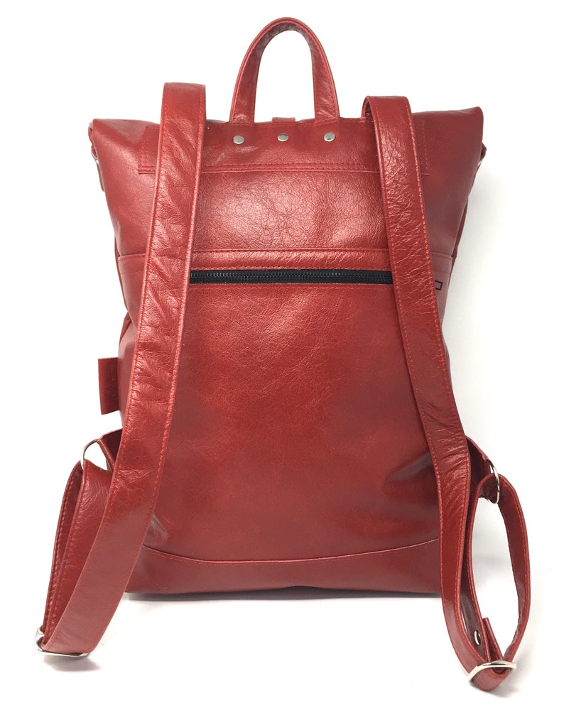 Leather backpack rolling backpack backpack leather red | Etsy
