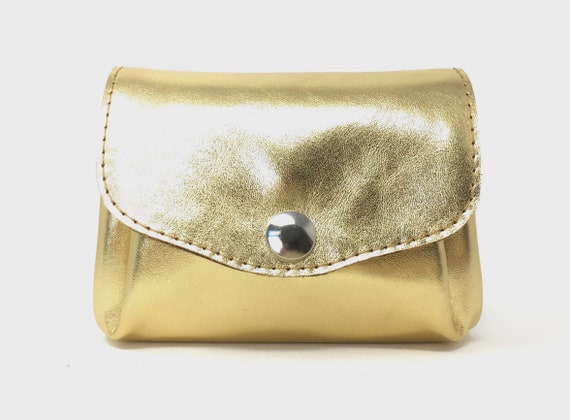 Wallet Leather Gold Leather Wallet in Gold Leather Purse | Etsy