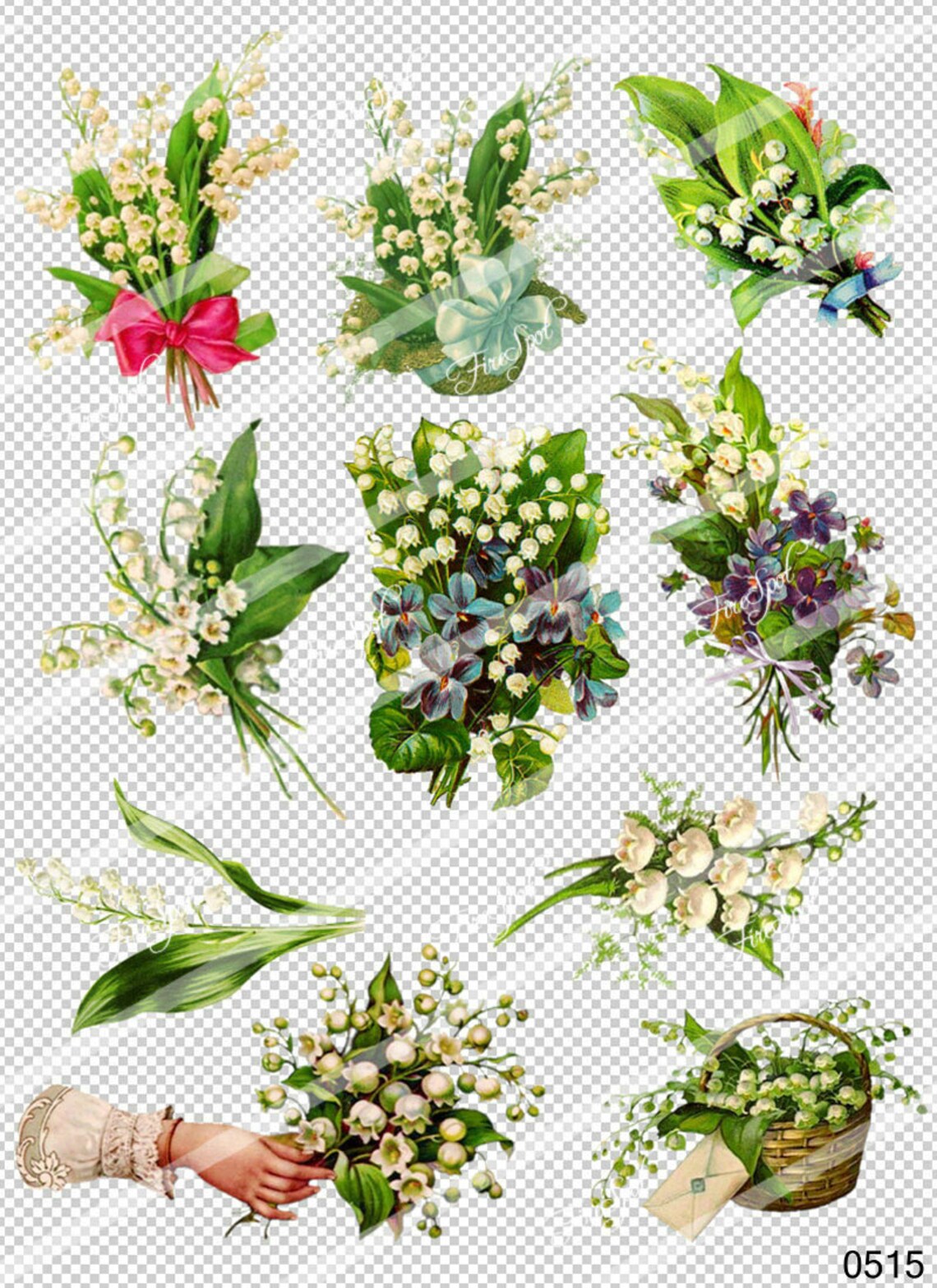 Vintage Lily of the Valley Flowers Digital Collage Sheet | Etsy