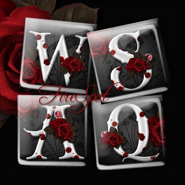 Gothic Style Red Rose Letter Alphabet Digital Collage Sheet - Etsy
